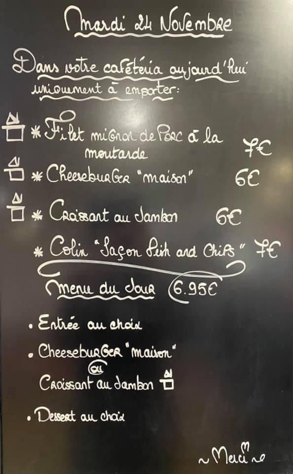 Menu au Carrefour Cafétéria, Vichy