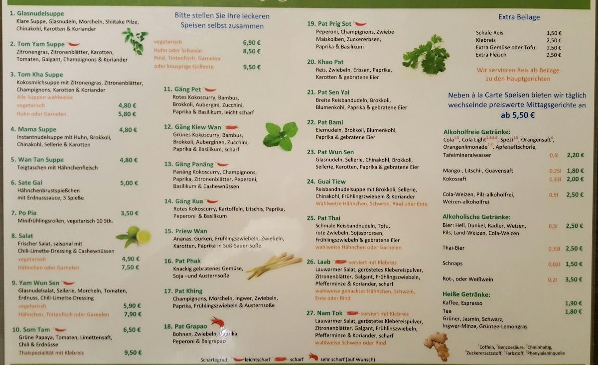 Carta de Khun Mae, Thai Restaurant & Shop, Nuremberg