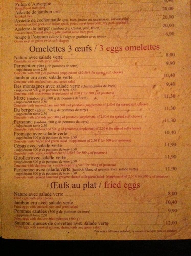 Menu au Le Plomb du Cantal Rive Droite restaurant, Paris, 4 Boulevard ...