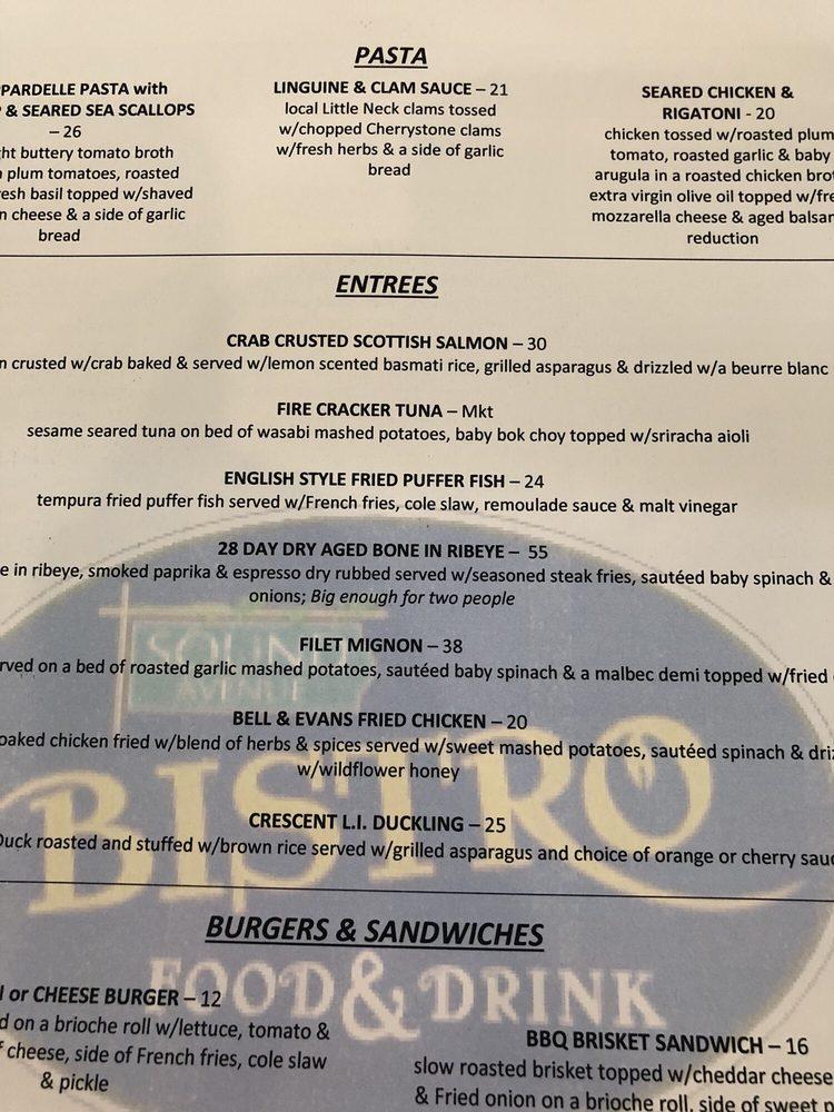 Menu at Sound Bistro restaurant, Riverhead