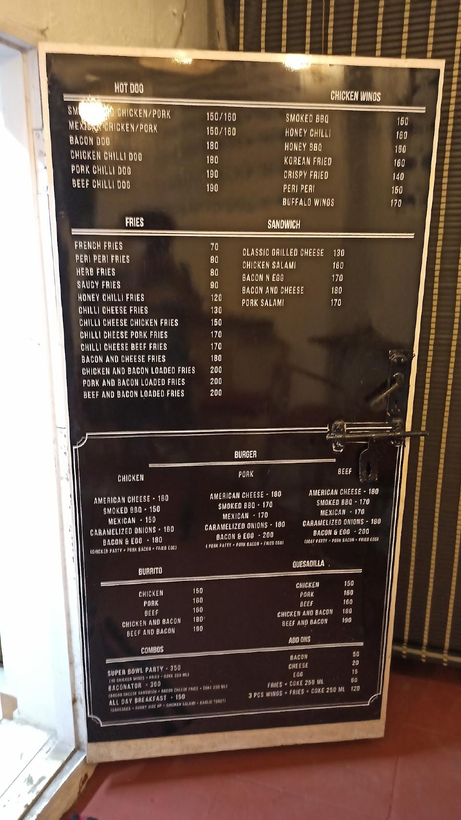 Menu at Square Ruth, Chennai