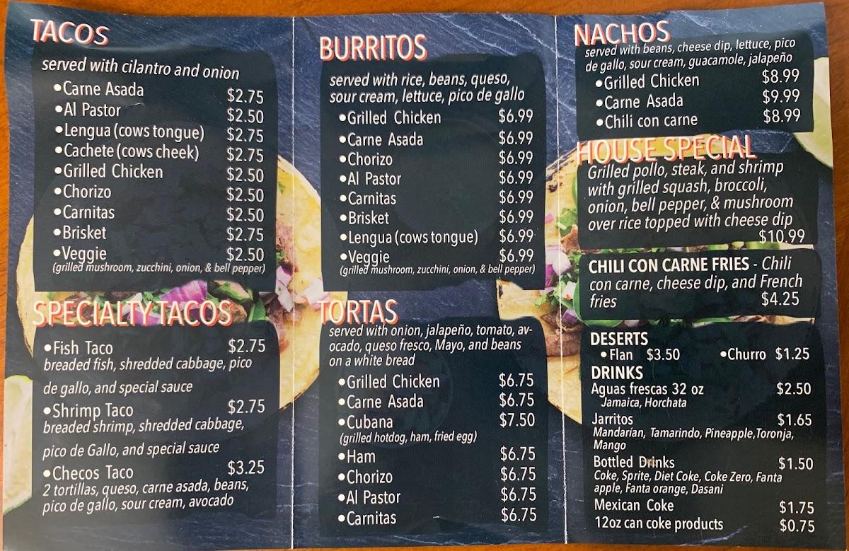 Menu at Taco N Go restaurant, Griffin