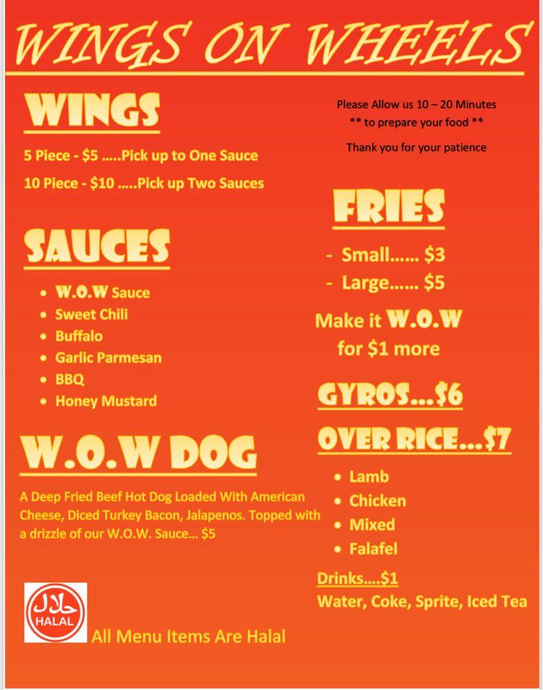 Menu at WOW Food Truck, Levittown