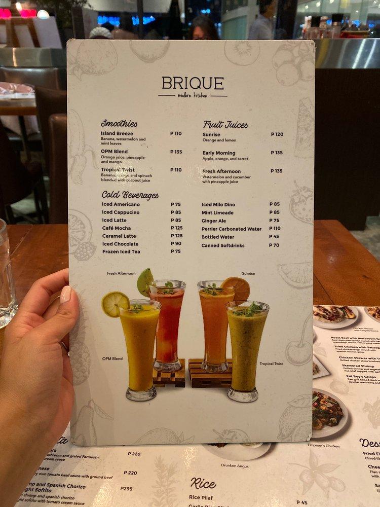 Menu at Brique Modern Kitchen cafe, Cebu City, ayala center cebu