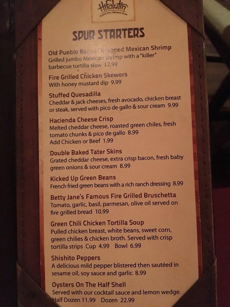 Menu at HiFalutin Rapid Western Grill steakhouse, Tucson