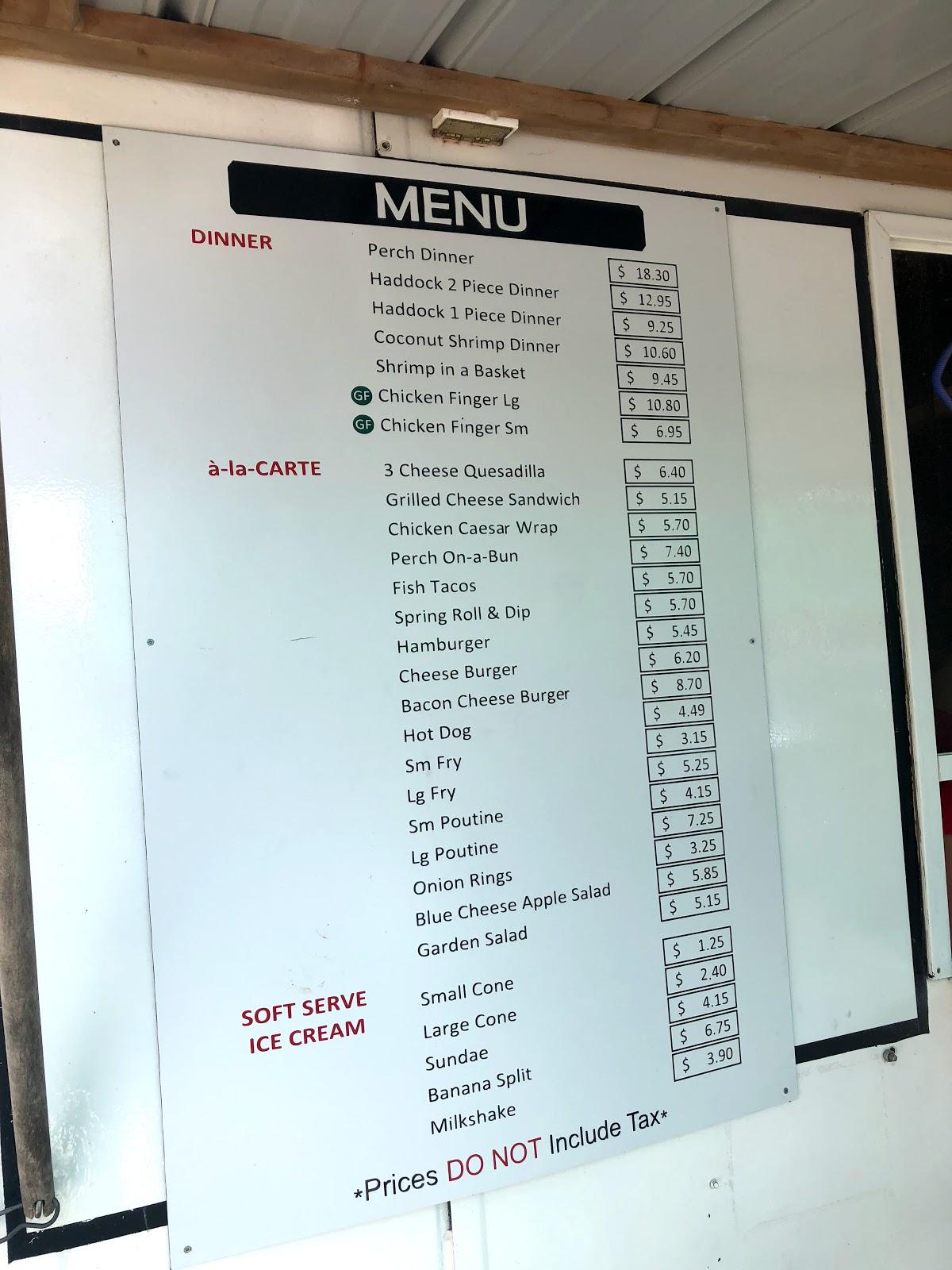 Menu at Hippo's @ Mohawk Marina pub & bar, Lowbanks