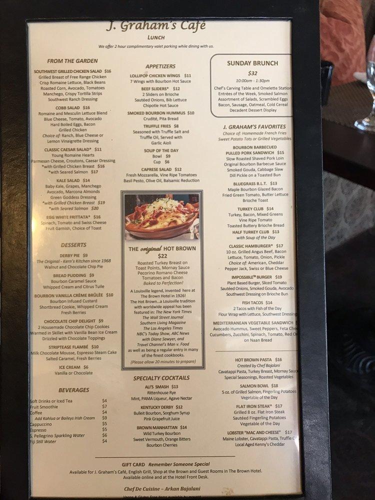 Menu at J Graham's Cafe, Louisville