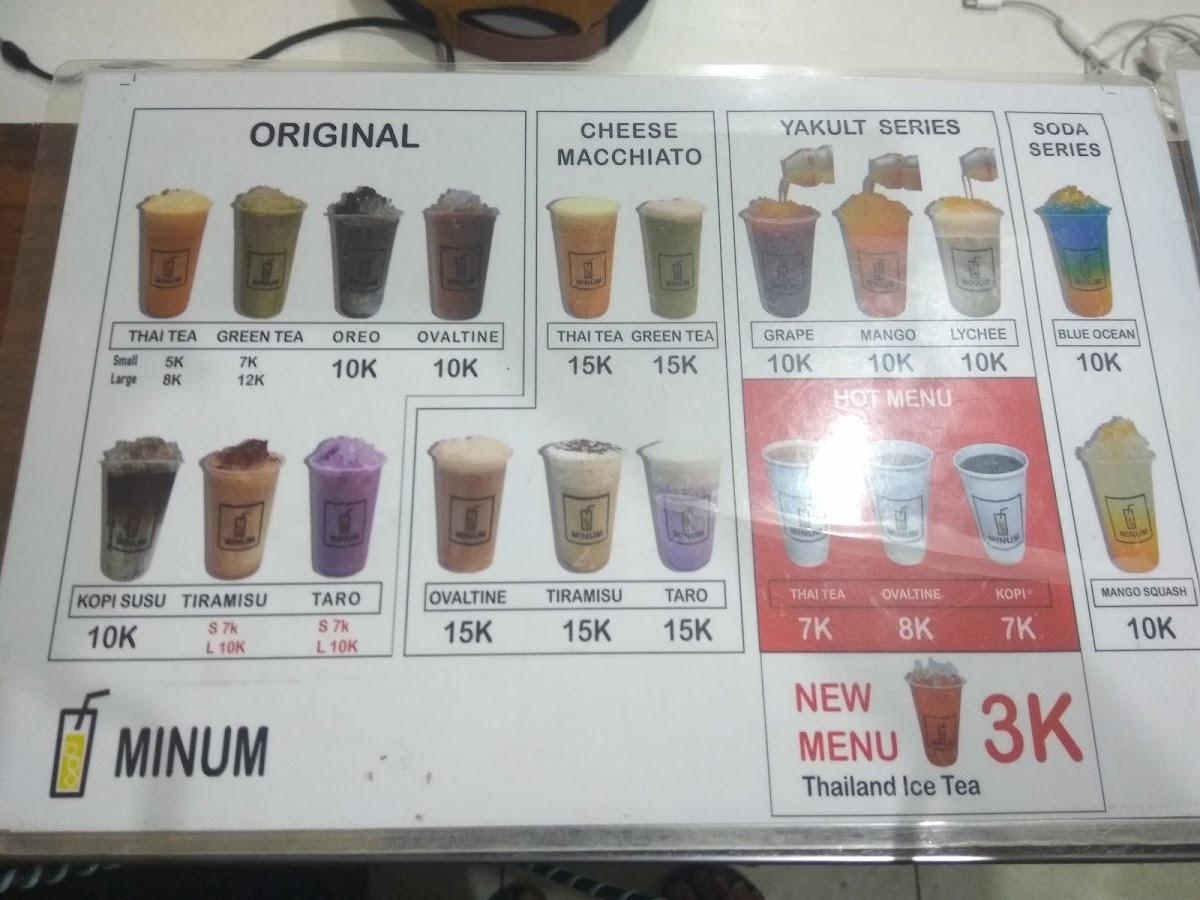 Menu at MINUM Sekaran restaurant, Semarang