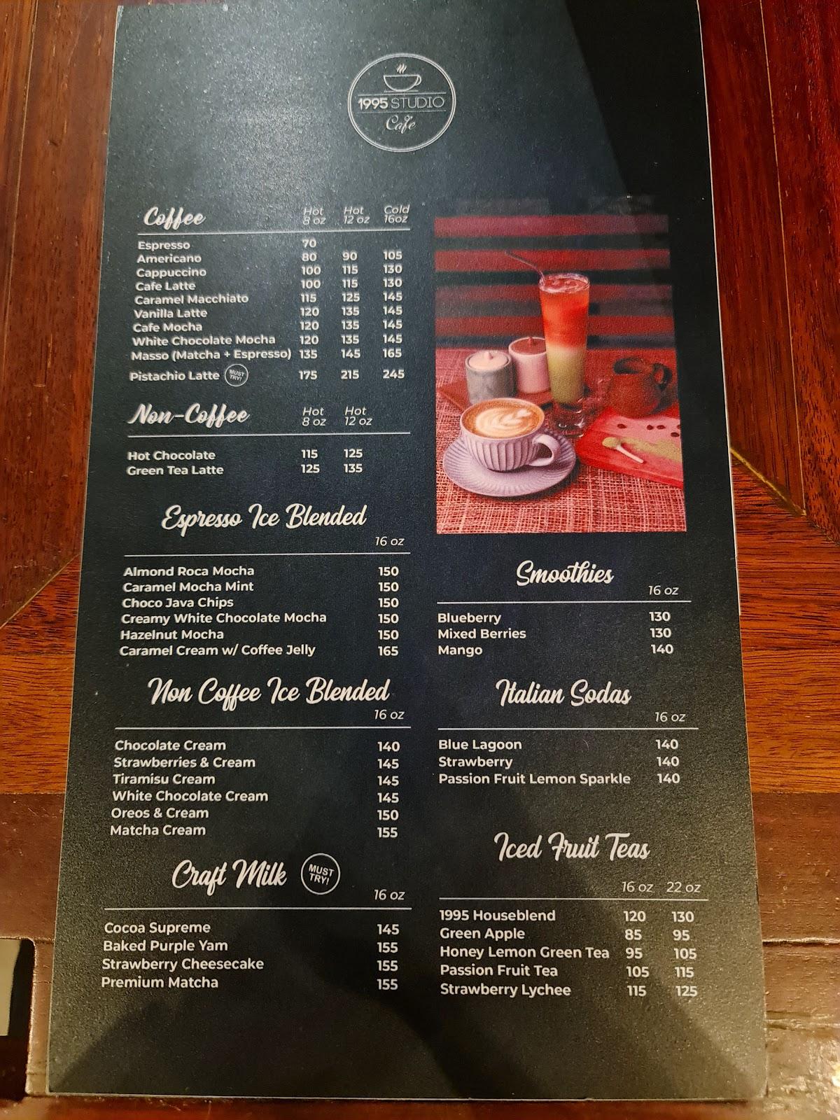 Menu at 1995 Studio Cafe, Vigan City