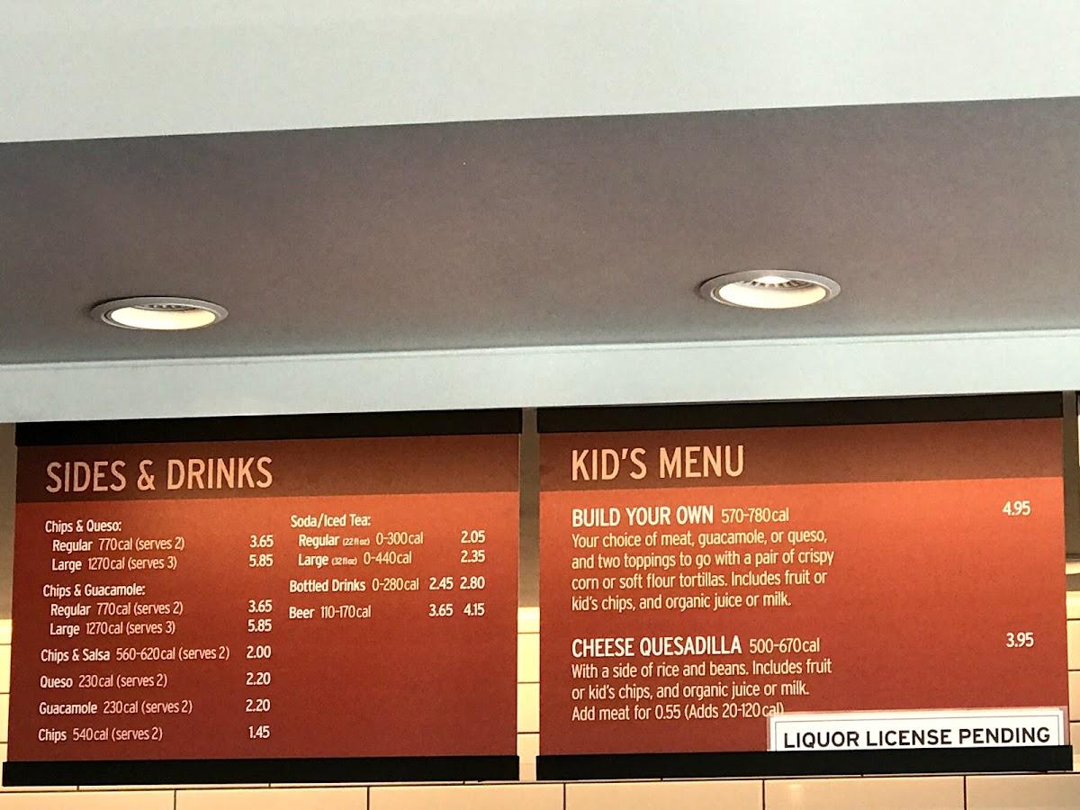 Menu at Chipotle Mexican Grill fast food, Haines City, Posner Blvd