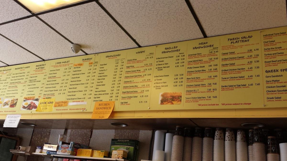 Menu at Friend's Coffee Shop cafe, New York City