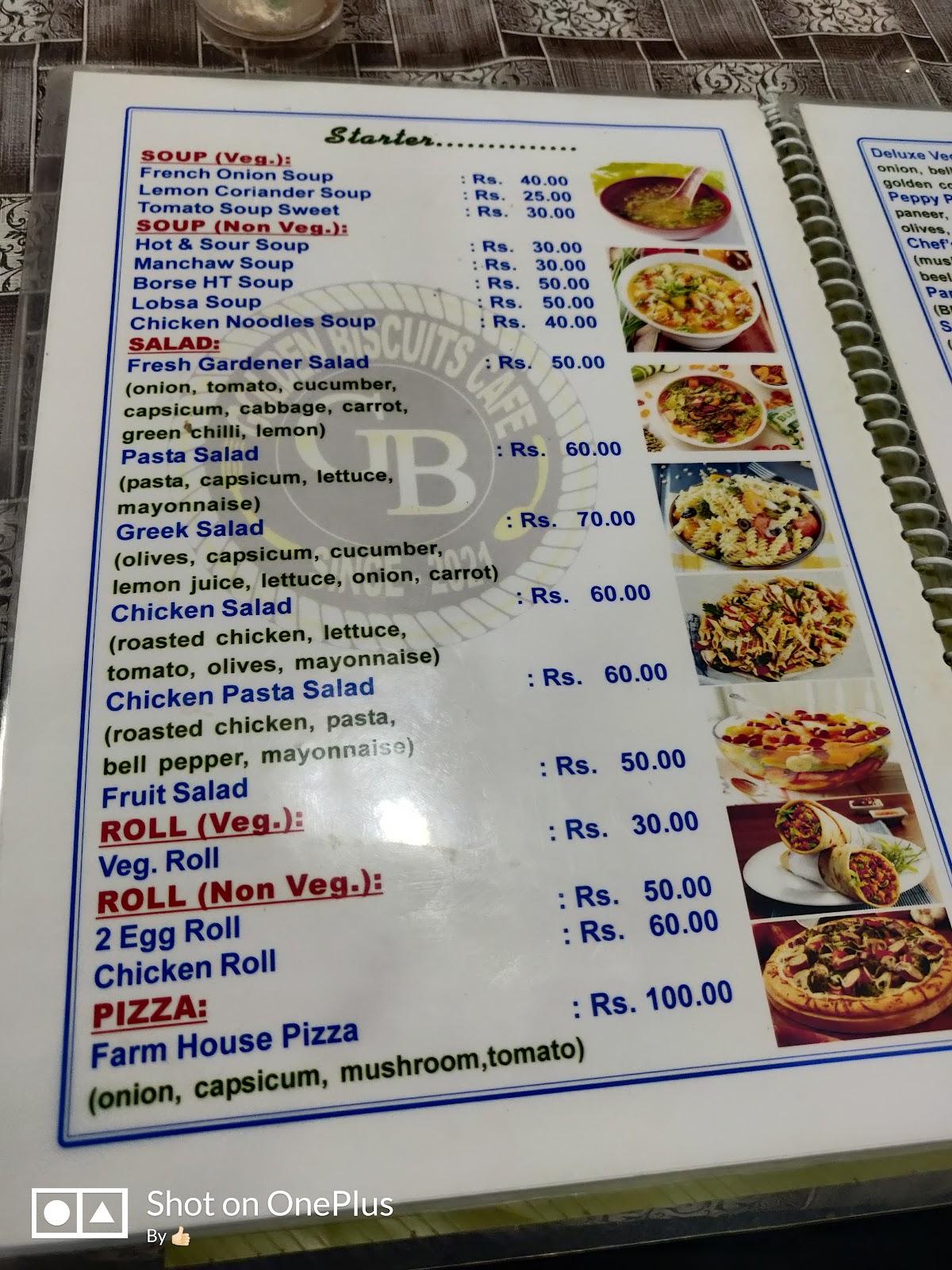 Menu at Golden Biscuit Cafe, Gunupur