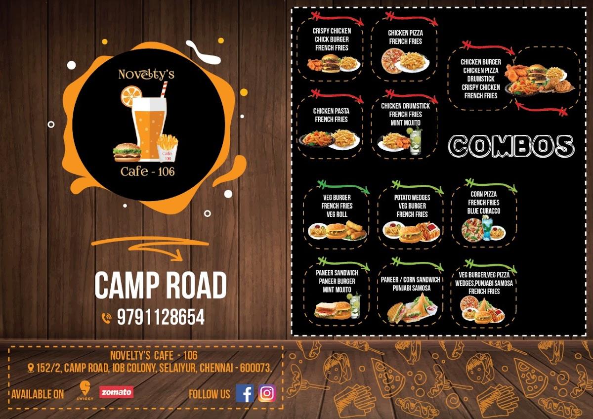 Menu at Novelty's Cafe - 106, Chennai, 152/2
