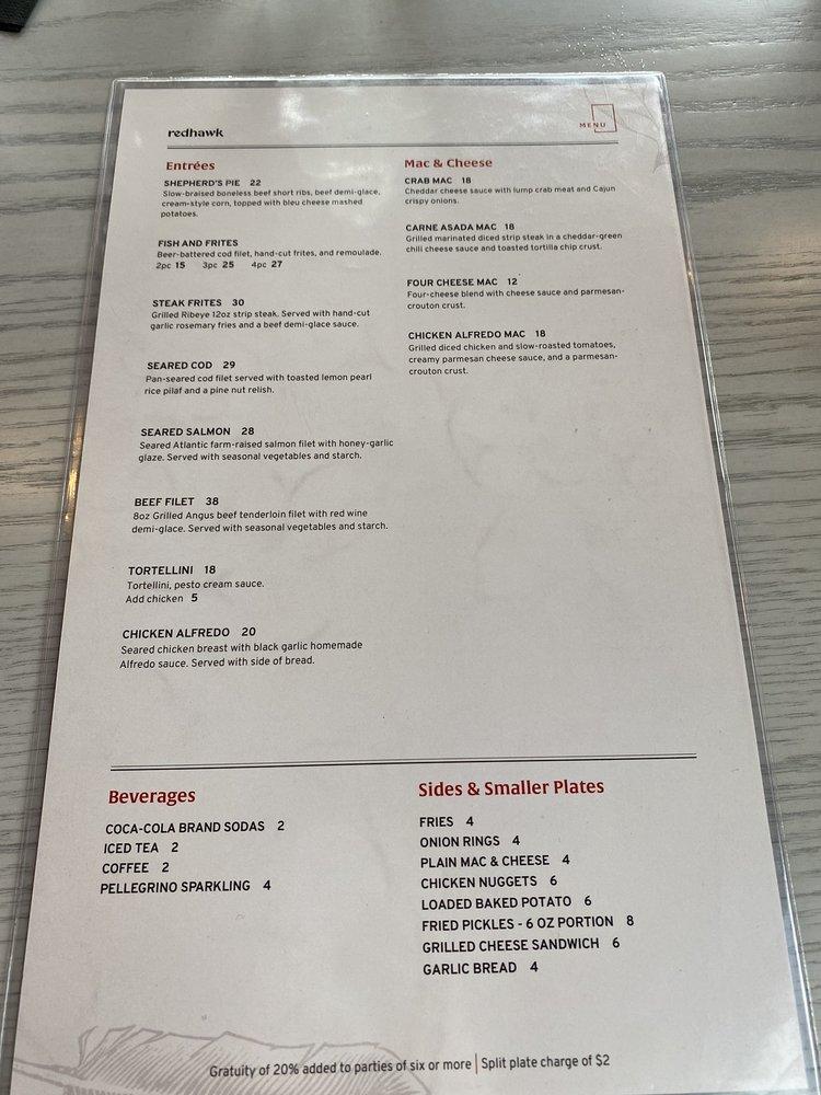 Menu at Redhawk Gastropub, Twin Falls