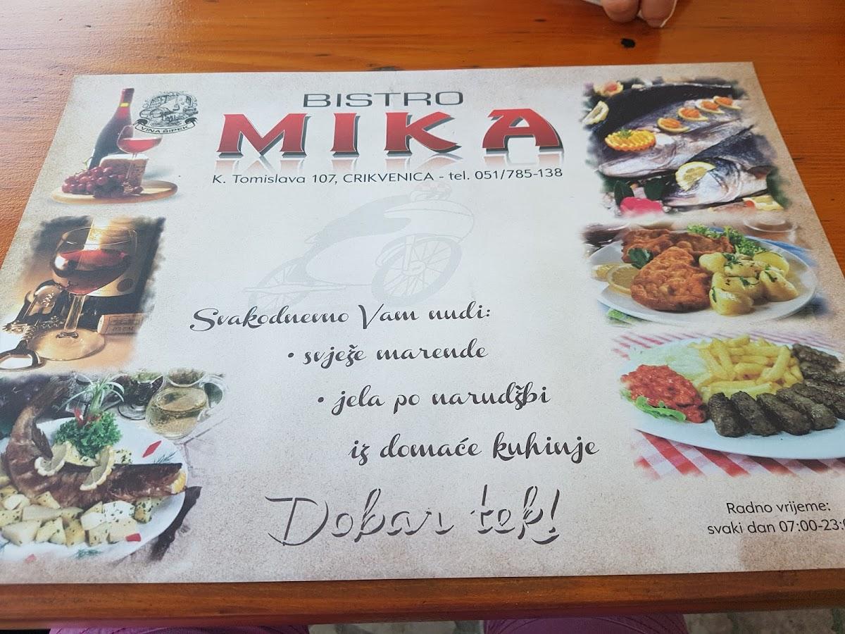 Menu at Restaurant "MIKA", Crikvenica