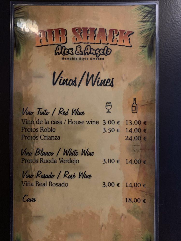 Menu at Rib Shack Marbella BBQ, Marbella