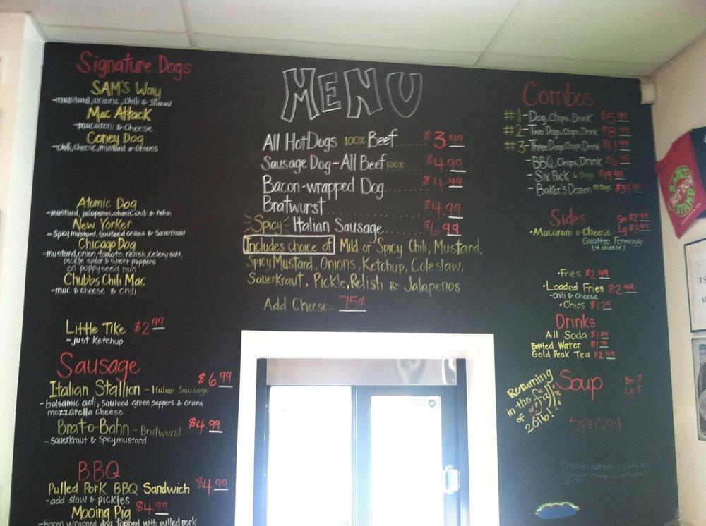 Menu at Sam's Hot Dog Stand fast food, Martinez