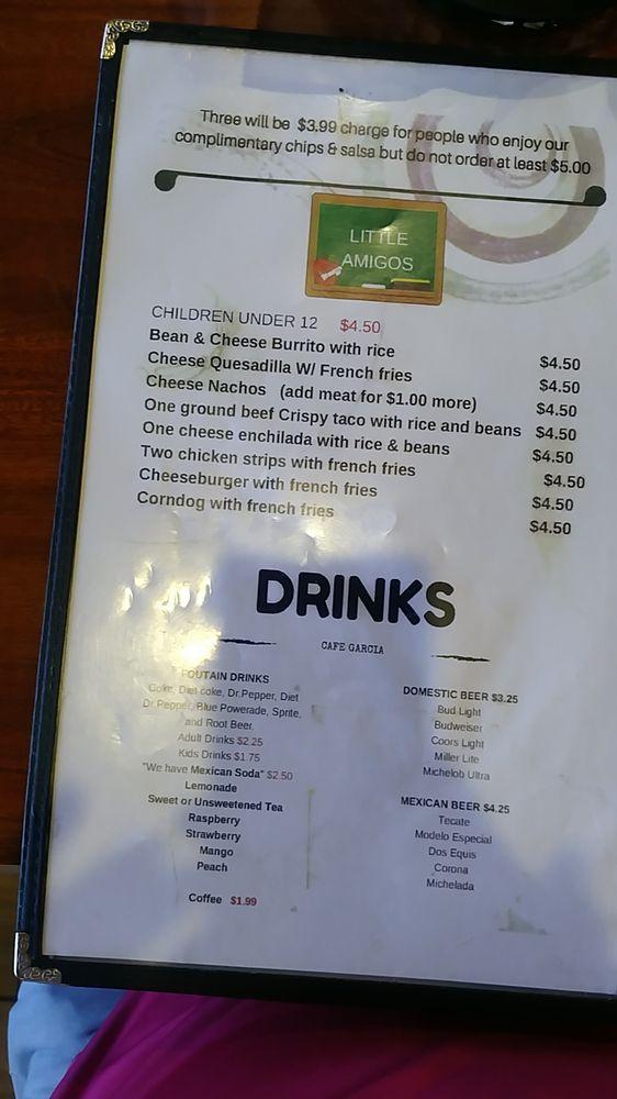 Menu at Café Garcia restaurant, Enid, 324 S Grand Ave St