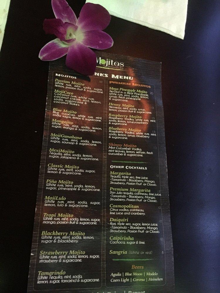Carta del pub y bar Mojitos, Nueva York, 81-01 Northern Blvd
