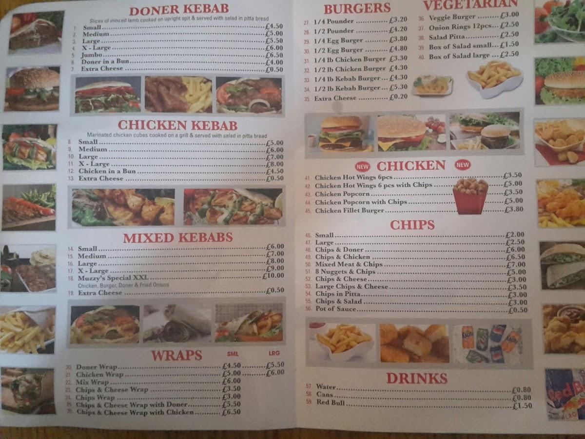 Menu at Muzzy's Kebab fast food, Wokingham