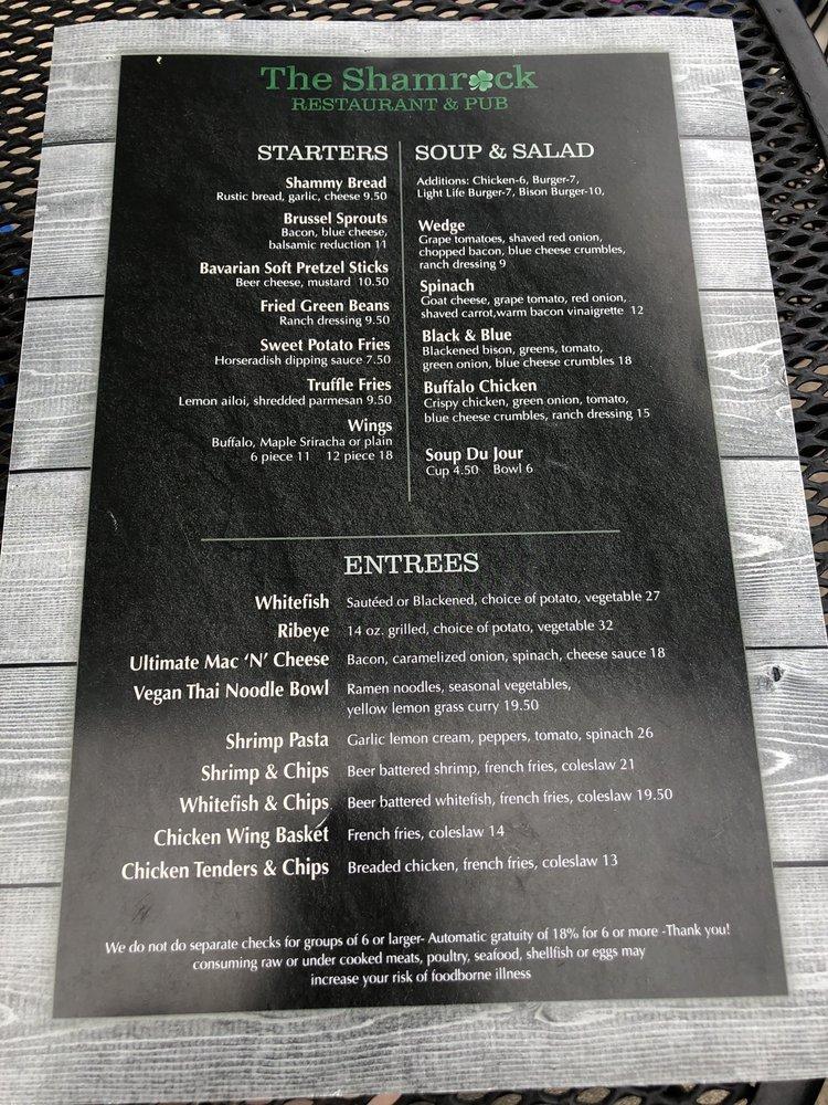 Menu at Shamrock Bar & Restaurant, Beaver Island