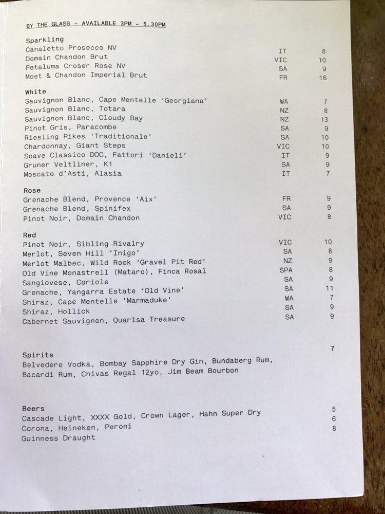 Menu at Vivo Palm Cove restaurant, Palm Cove