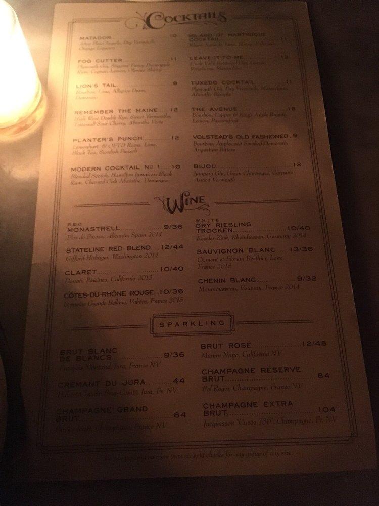 Menu at Volstead's Emporium pub & bar, Minneapolis