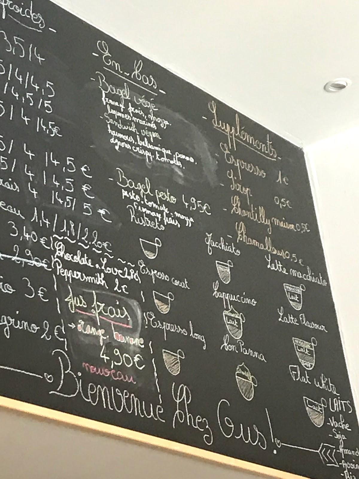 Menu au Chez gus coffee shop troyes café, Troyes