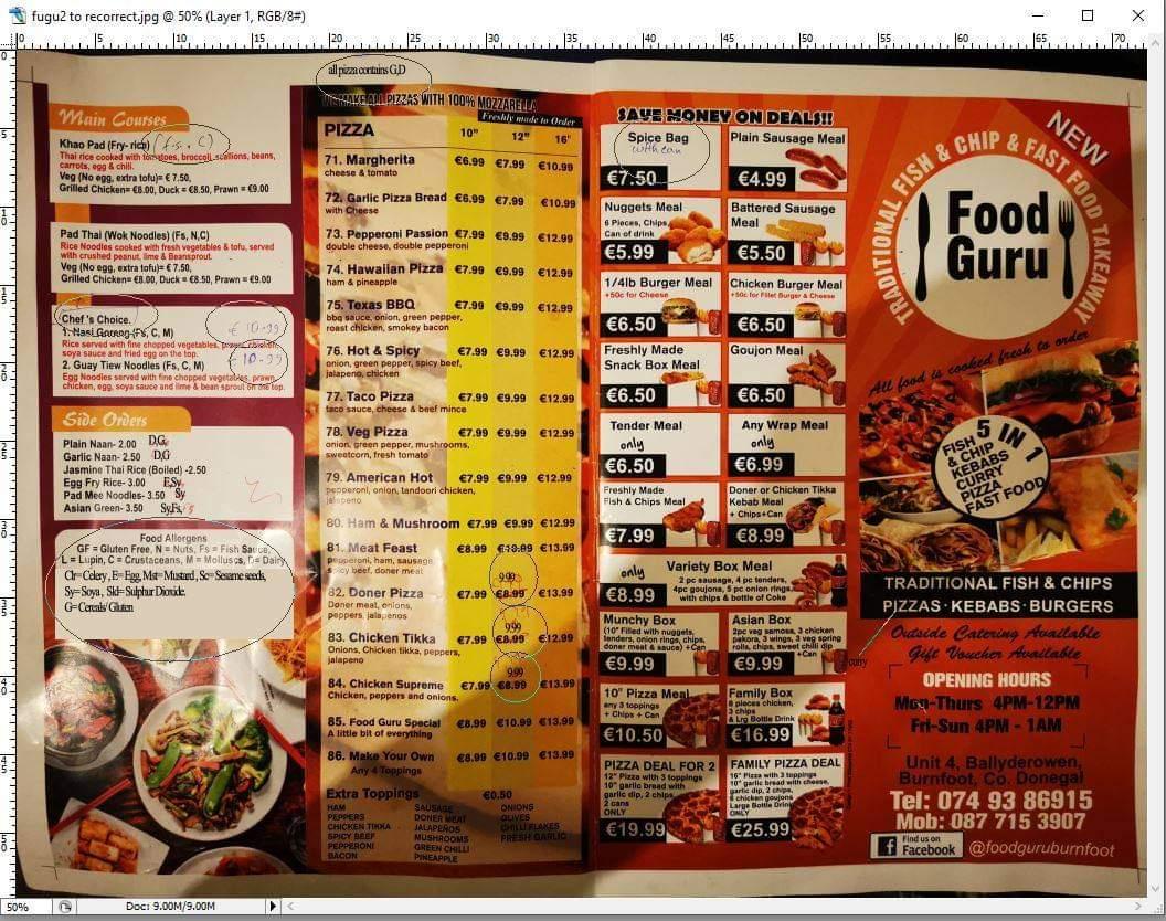 Menu at Food Guru fast food Takeway, Burnfoot