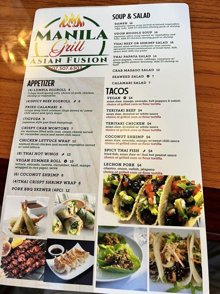 Menu at Manila Grill Asian Fusion restaurant, Bay Lake