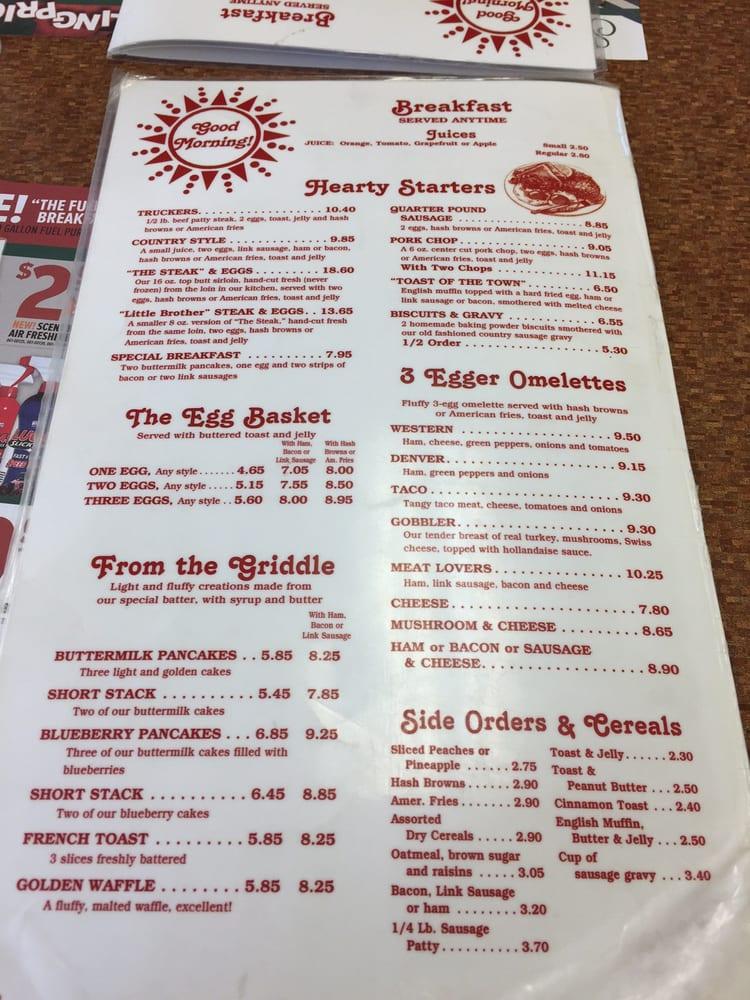 Menu at Stockmen's Truck Stop restaurant, South Saint Paul