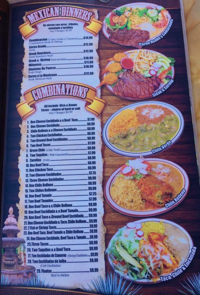Menu at Taco Giro Mexican Grill restaurant, Sierra Vista