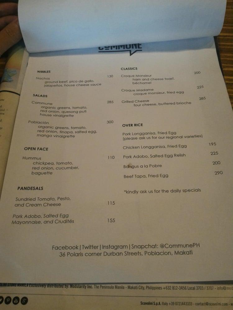 Menu at Commune Café • 100% Philippine Coffee since 2013 cafe, Makati ...