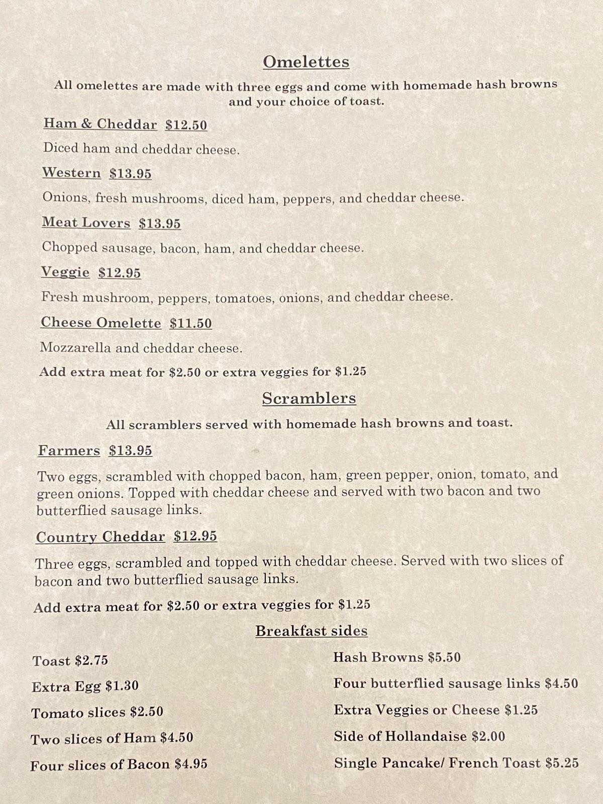 Menu at Hunters Country Kitchen restaurant, Carstairs
