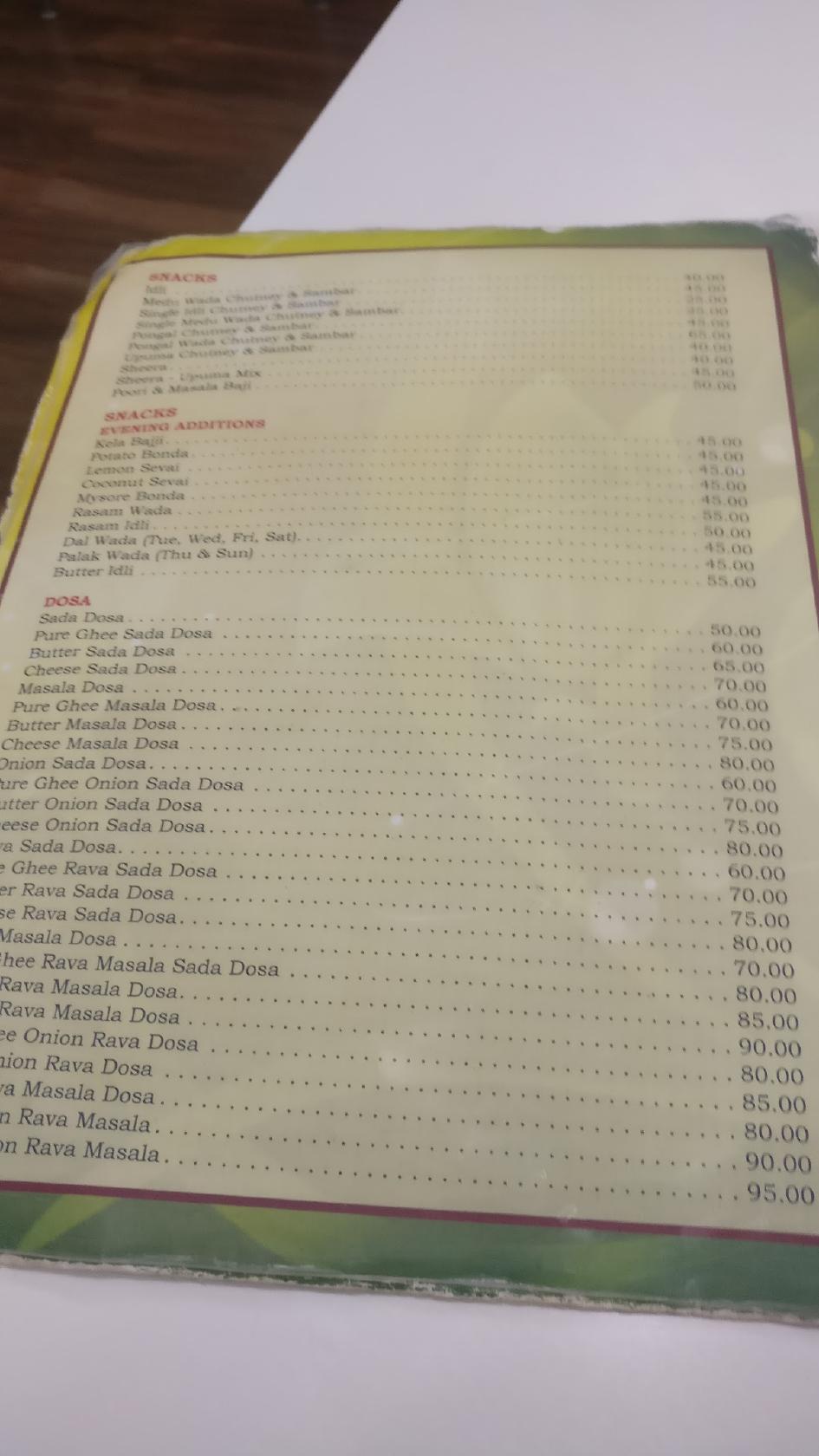 Menu at Mani's Lunch Home, Mumbai, Komal Building