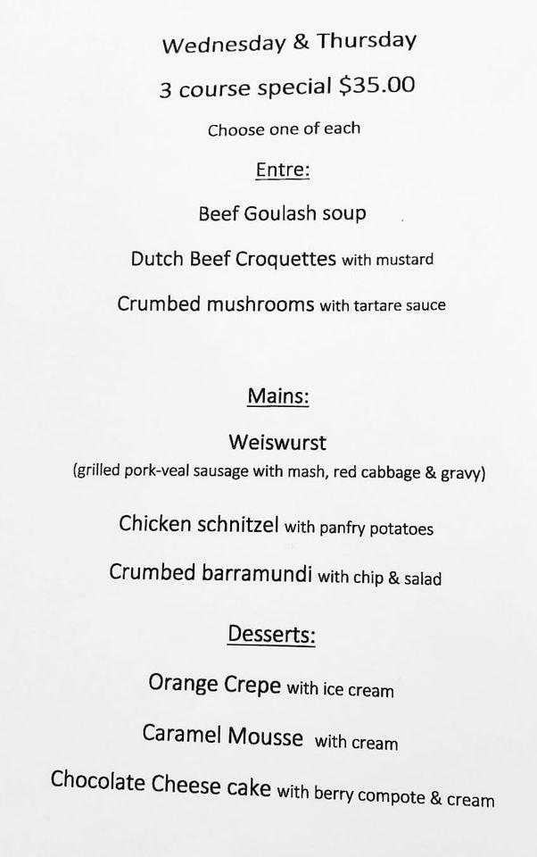Menu at Bohemian Euro Restaurant, Narellan
