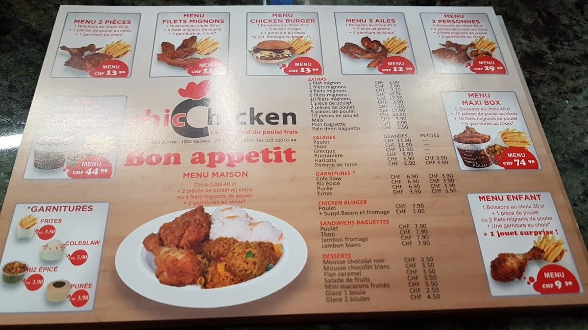 Speisekarte von Chic Chicken, Genf, Boulevard du Pont-d'Arve 28