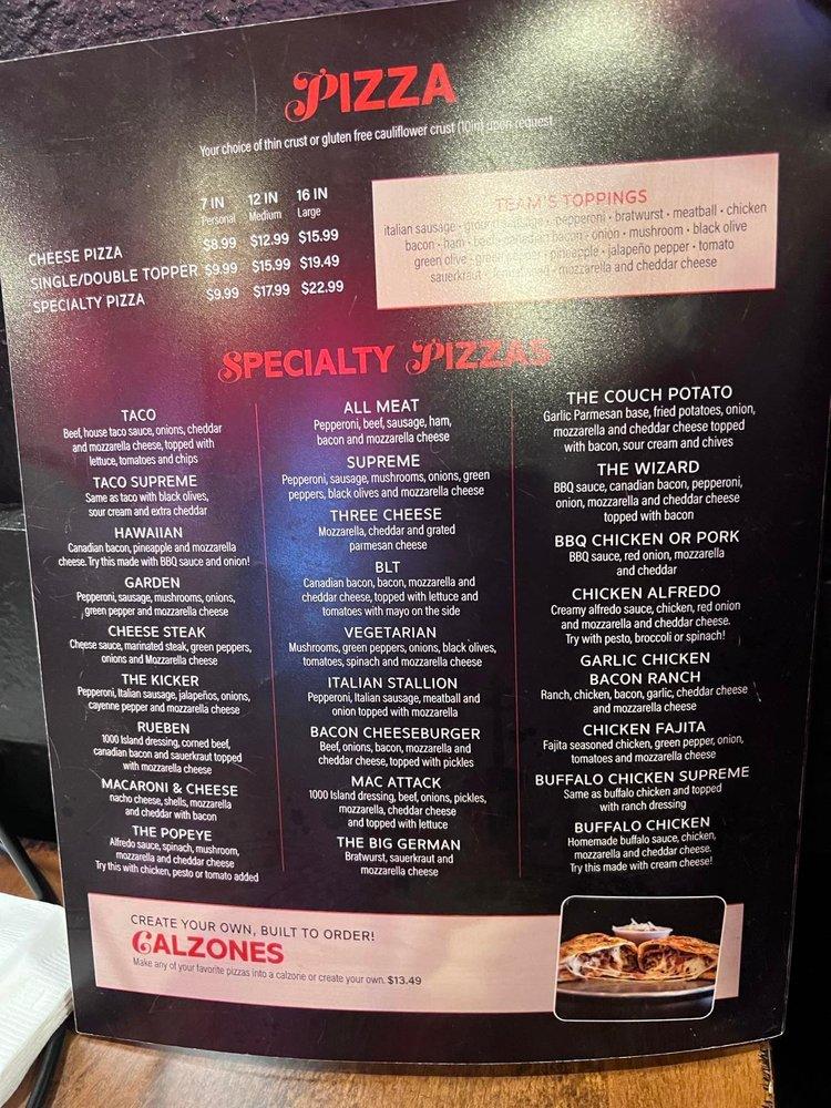 Menu at Copper Cardinal Pizza Pub, Maquoketa