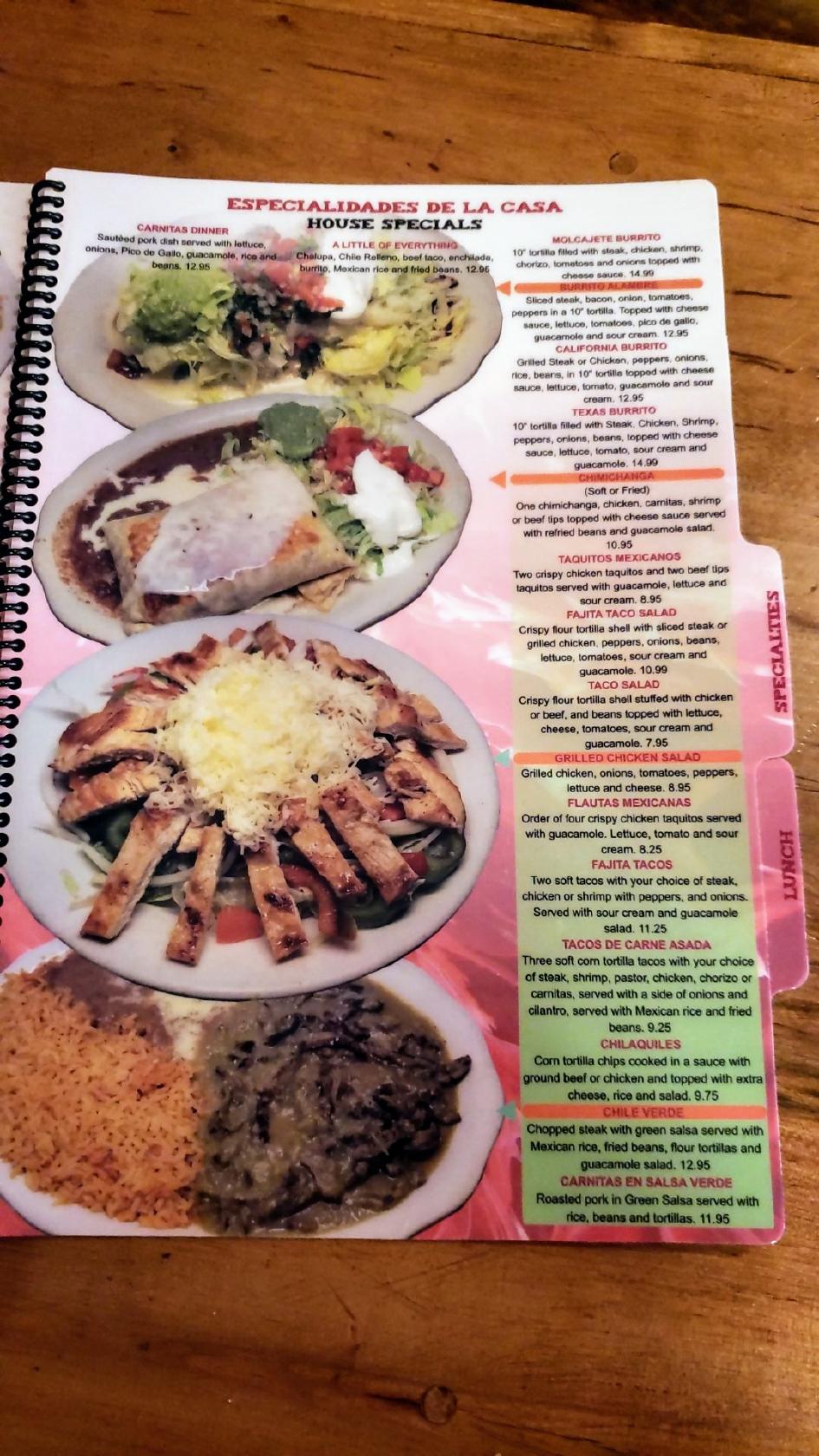Menu at El Chile Rojo pub & bar, Landrum, 209 E Rutherford St