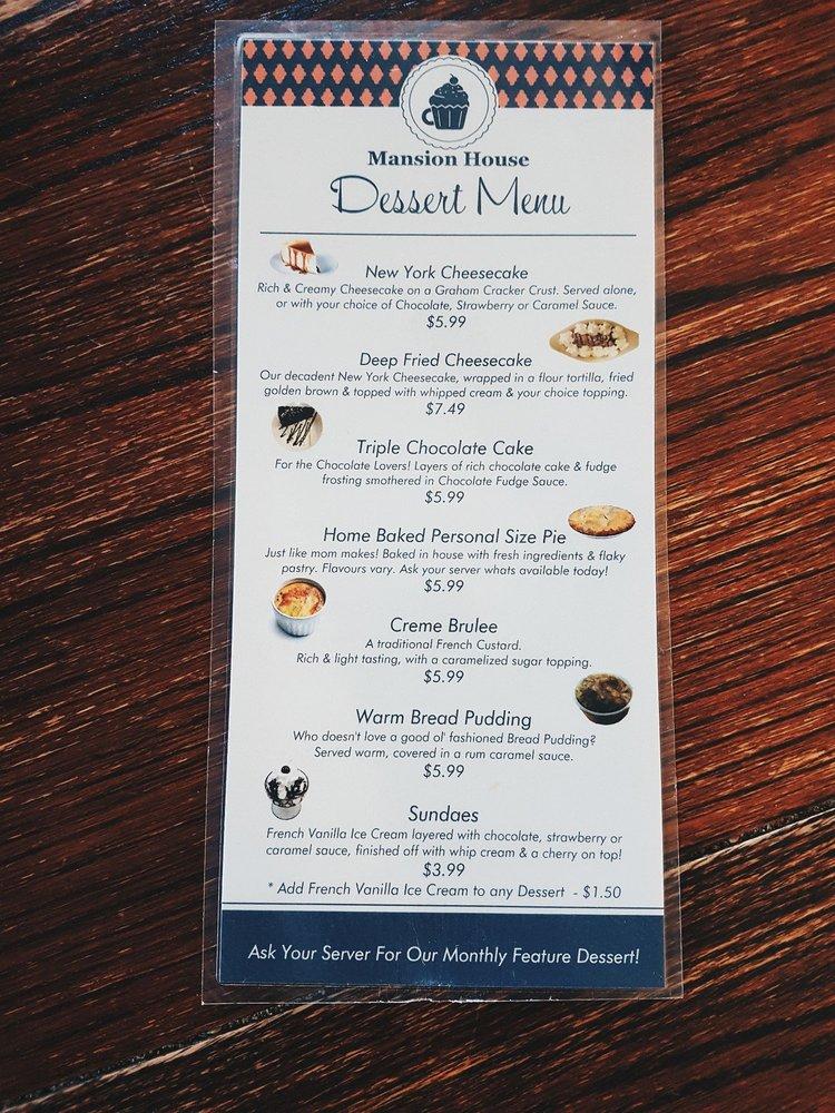 Menu at Mansion House Restaurant and Bar, Georgina