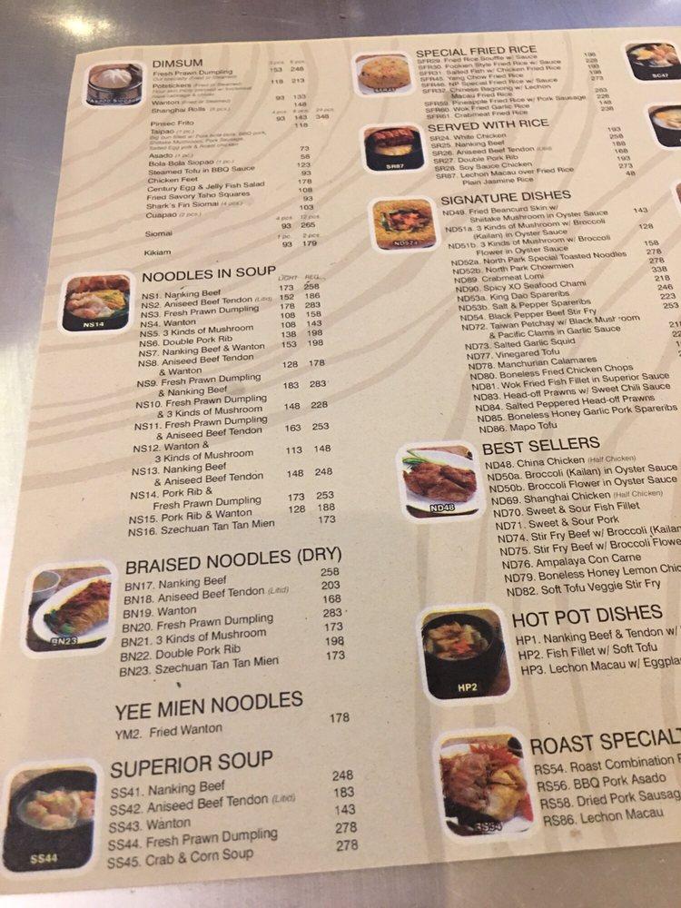 Menu at North Park Noodles restaurant, Quezon City, Bgy