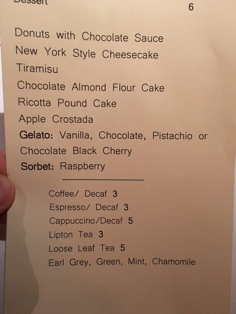 Menu at Orto restaurant, Miller Place