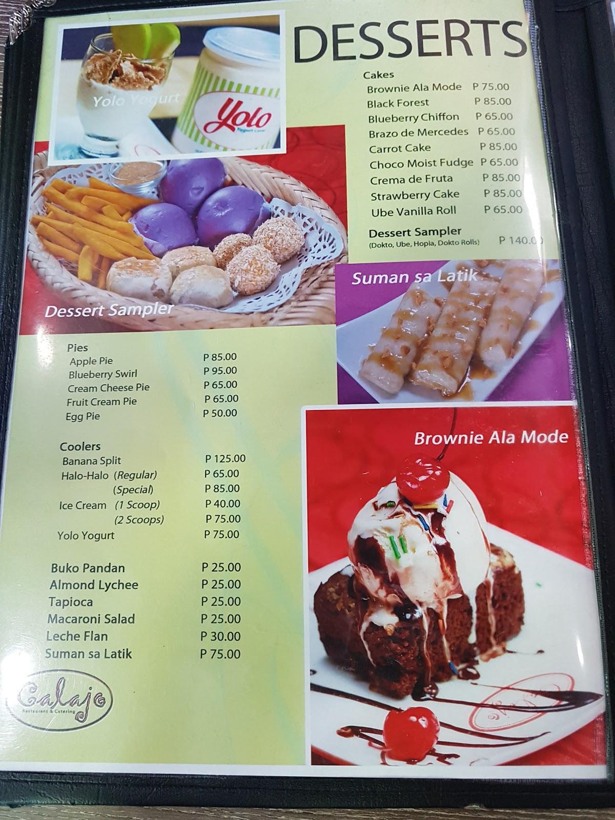 Menu at Calajo Resto restaurant, La Trinidad, FH4Q+JGP