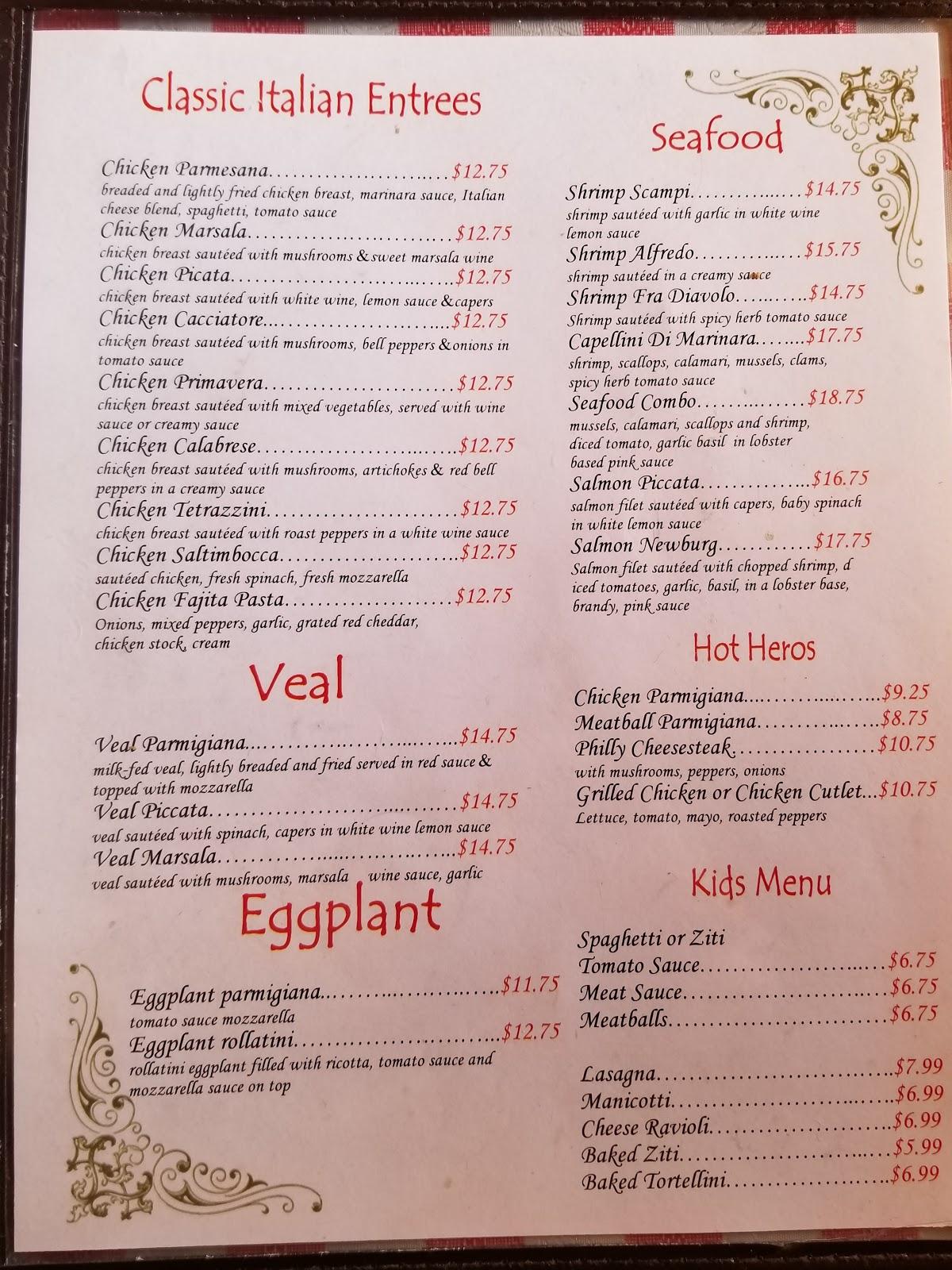 Carta de Bella Italian Restaurant, Eagle Pass