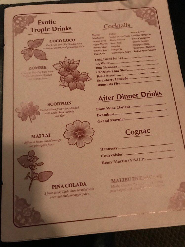 Menu at Chateau Chang steakhouse, Victorville
