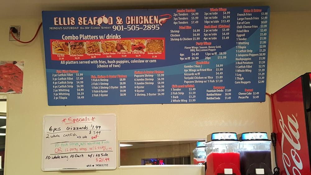 Menu at Ellis Seafood restaurant, Memphis