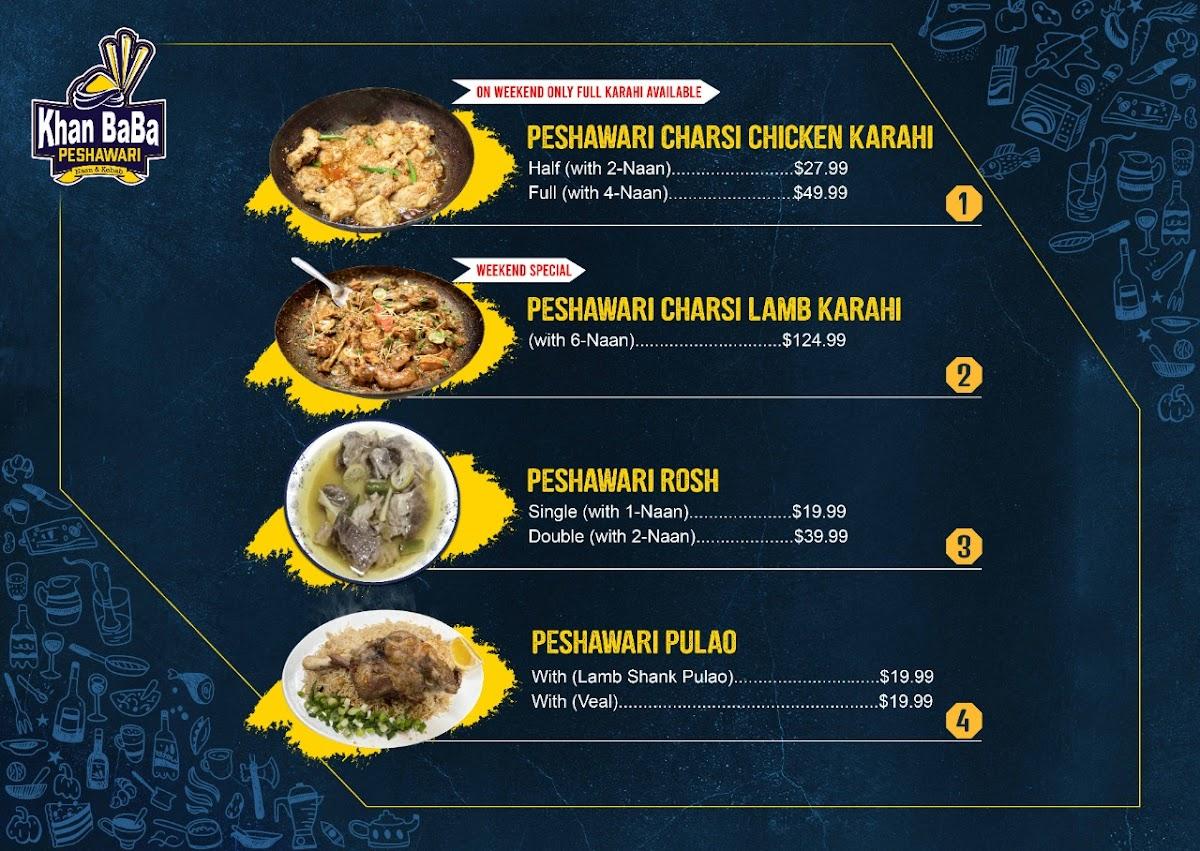 Menu at Khan Baba Peshawari restaurant, Vaughan, Hwy 7 #1