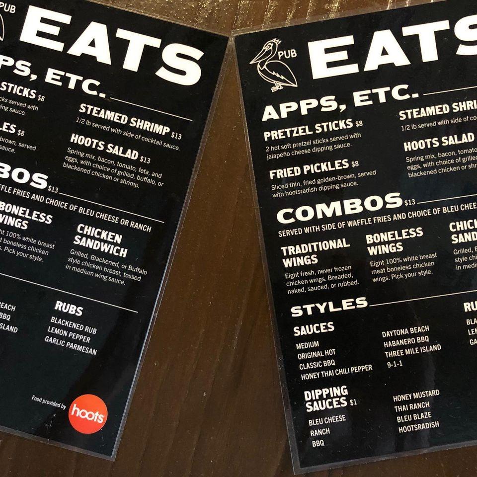 Menu at Pelican Pub, Saint Petersburg