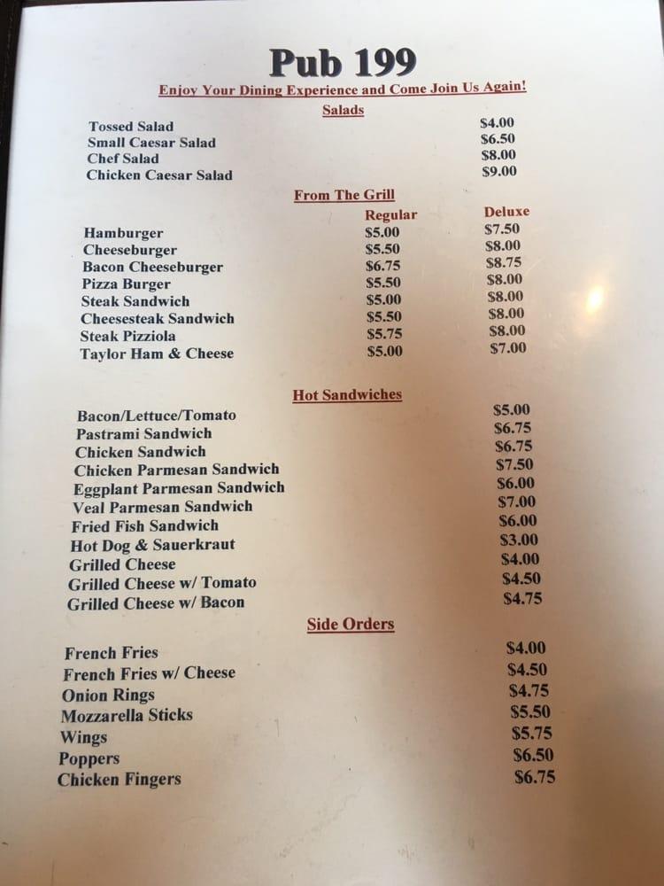 Menu at Pub 199, Mount Arlington