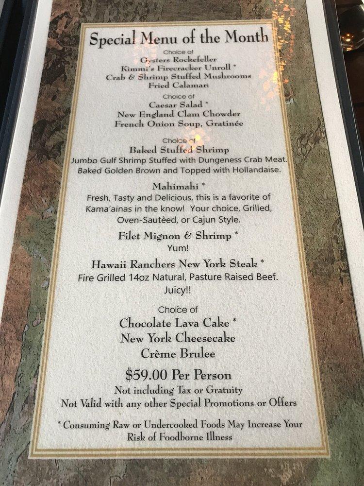 Menu at Chart House Waikiki steakhouse, Honolulu